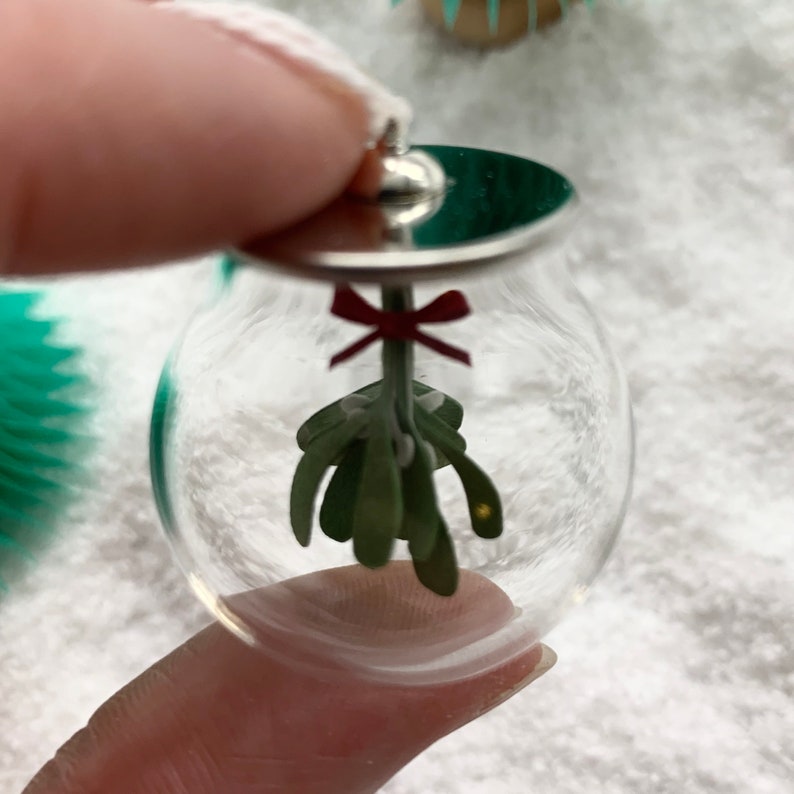 Miniature Mistletoe Glass Globe Hanging Decoration - Etsy UK