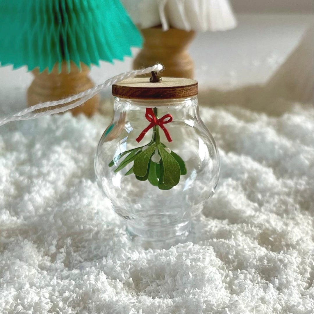 Miniature Mistletoe Glass Globe Hanging Decoration - Etsy UK