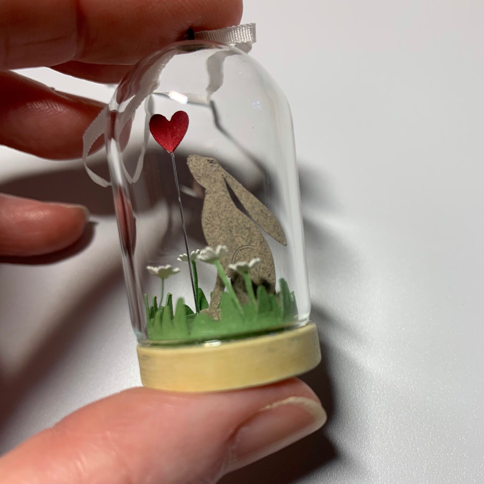 Miniature Gazing Hare & Heart Hanging Glass Dome Decoration - Etsy