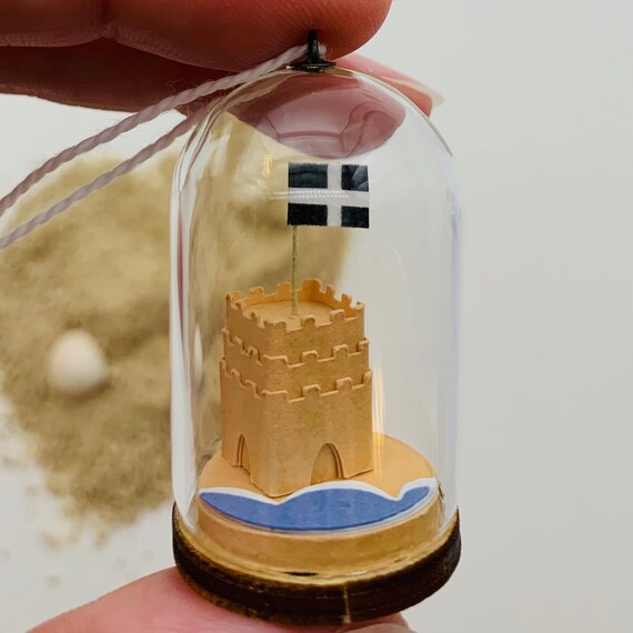 Coastal Themed Miniature Glass Dome With a Paper Sandcastle - Etsy
