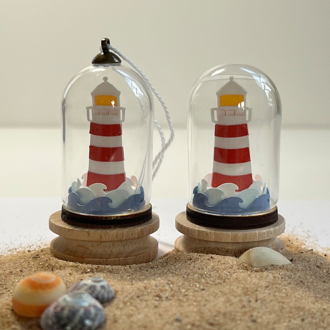 Coastal Themed Miniature Glass Dome With a Paper Lighthouse - Etsy UK
