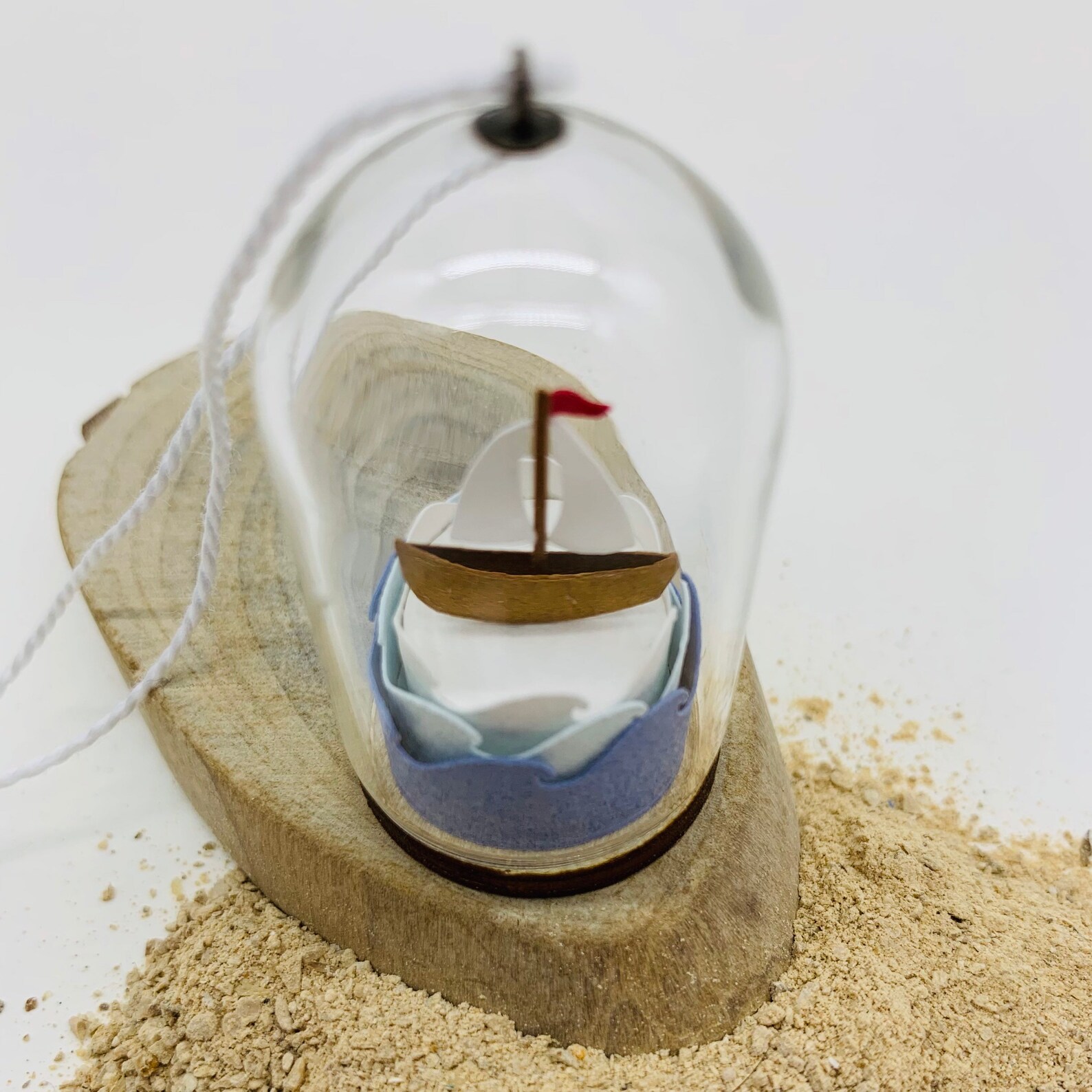 Coastal Themed Miniature Glass Dome With a Paper Swooping - Etsy