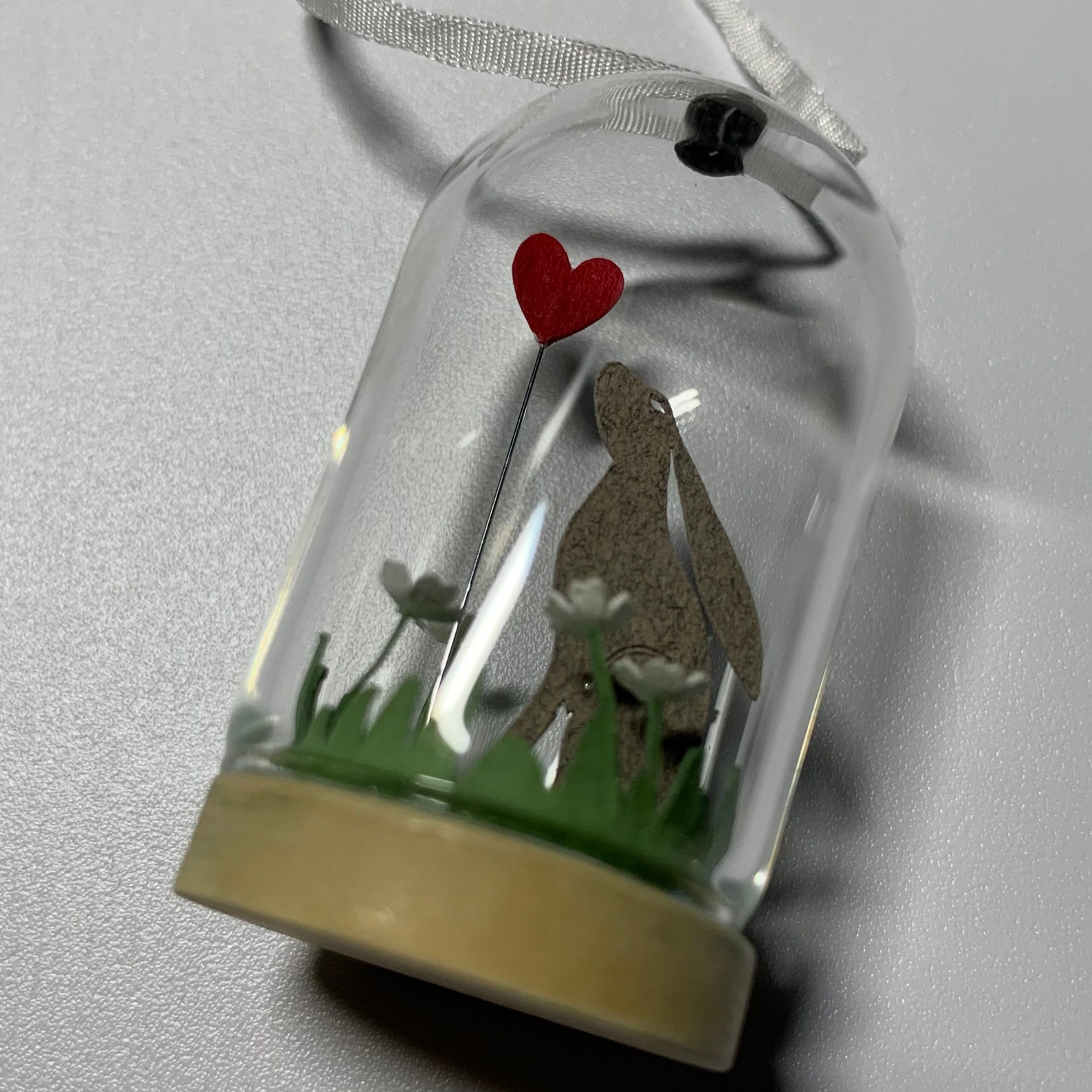 Miniature Gazing Hare & Heart Hanging Glass Dome Decoration - Etsy