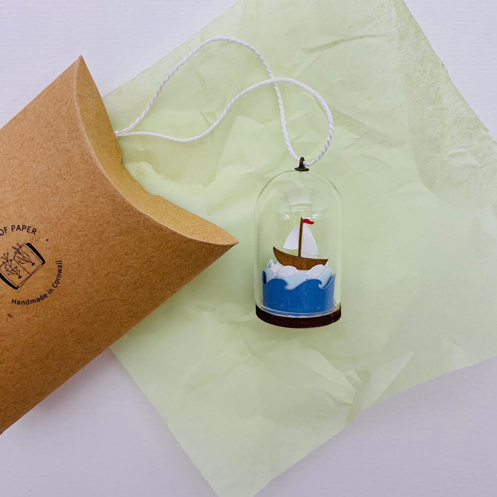 Coastal Themed Miniature Glass Dome With a Paper Swooping - Etsy