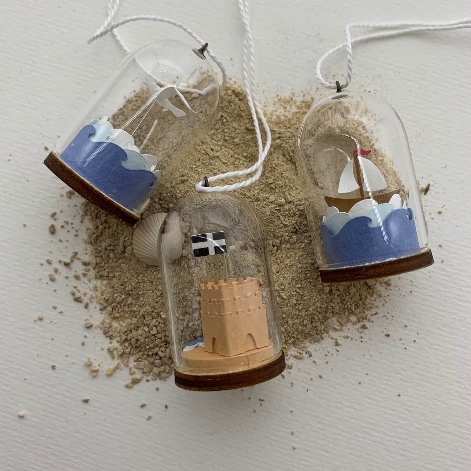 Coastal Themed Miniature Glass Dome With a Paper Swooping - Etsy