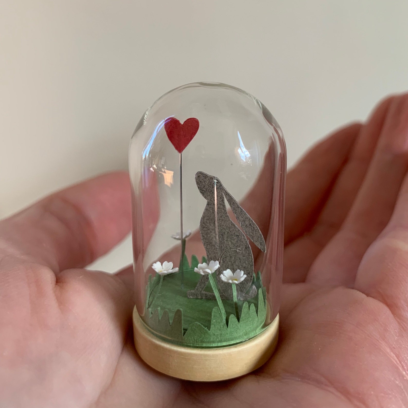 Miniature Gazing Hare & Heart Hanging Glass Dome Decoration - Etsy