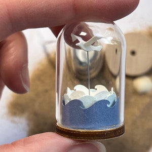Coastal Themed Miniature Glass Dome With a Paper Swooping Seagull - Etsy