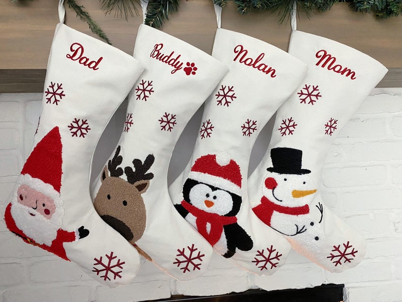 Personalized Linen Christmas Stockings 2025, Family Matching Stockings ...