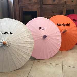 2-PACK - 2 Waterproof Cotton Canvas Parasols With 28" Canopy & Bamboo ...