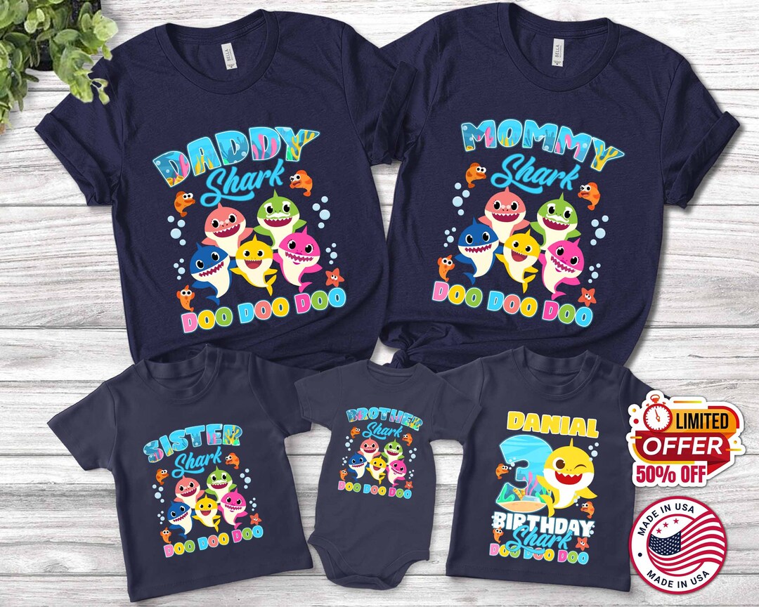 Personalized Baby Shark Birthday Family Shirt, Funny Family Matching ...