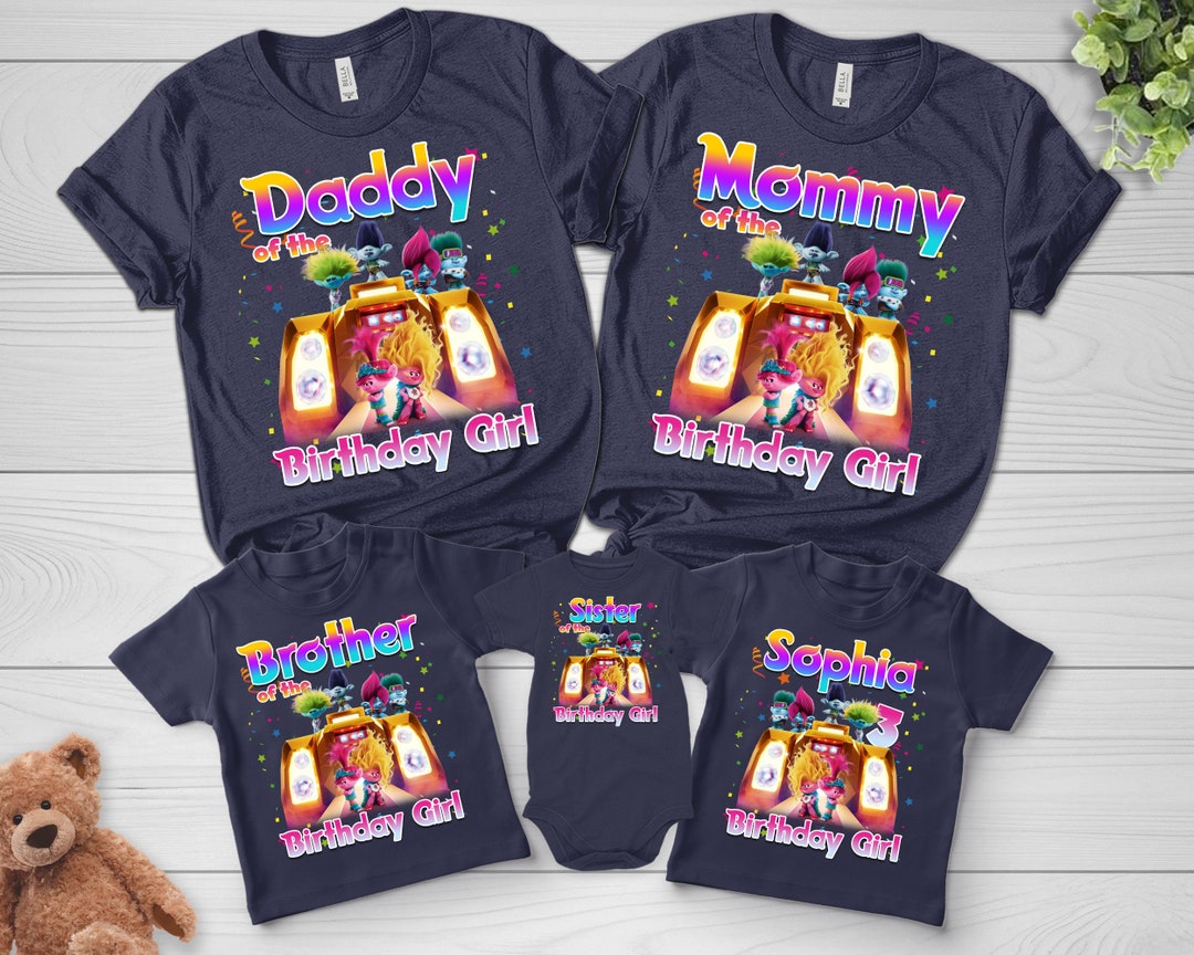 Poppy Birthday Shirt for Girls, Family Matching Band Together Movie Tee ...
