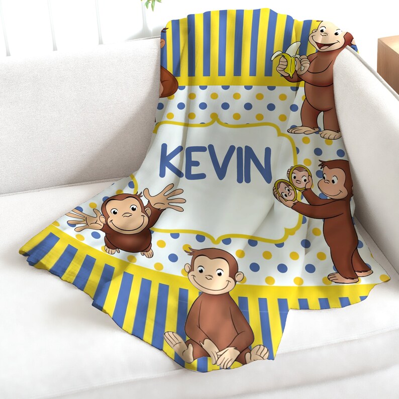 Personalized Curious George Blanket, Curious George Fleece Blanket ...