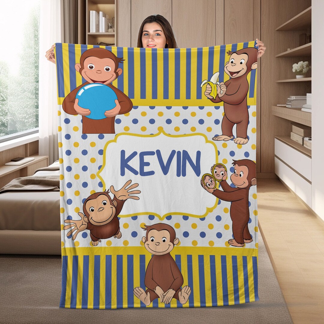 Personalized Curious George Blanket, Curious George Fleece Blanket ...
