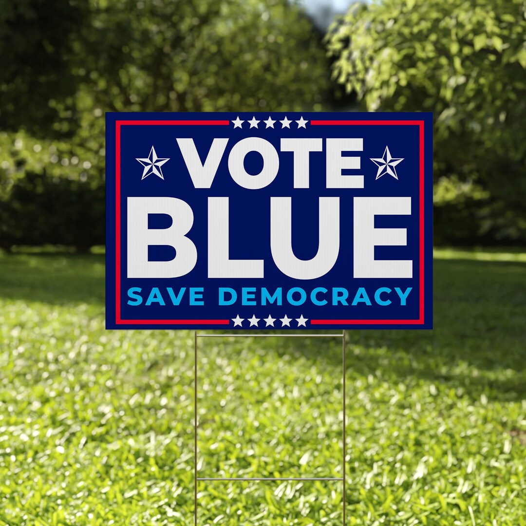Vote Blue Save Democracy Yard Sign, Vote Democrat Sign, Vote Blue Sign ...