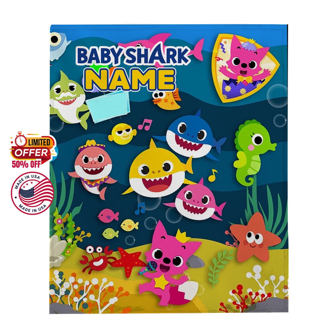 Baby Shark Personalized Name Blanket, Custom Shark Doo Do Blanket ...