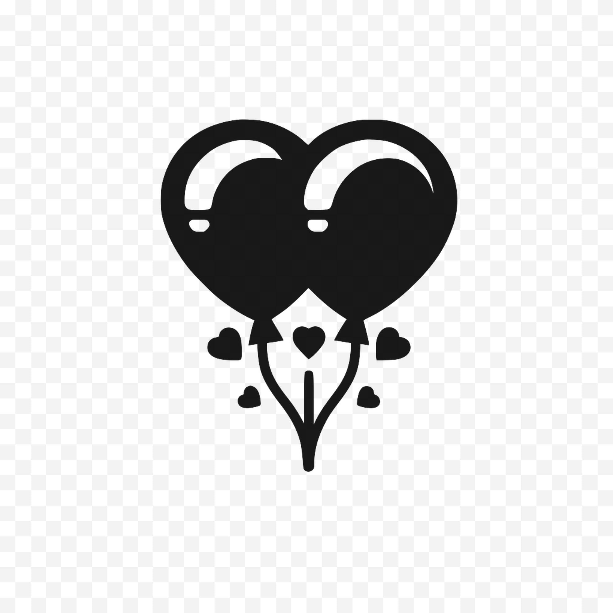 Heart Balloons SVG - Celebration Clipart, Black Silhouette, Cricut File ...