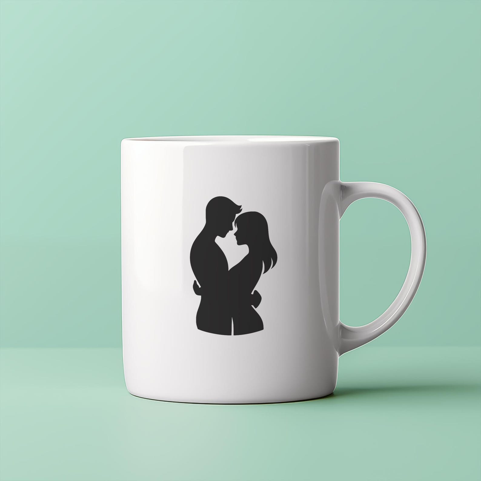 Couple Hugging SVG Romance Clipart, Black Silhouette, Cricut File ...