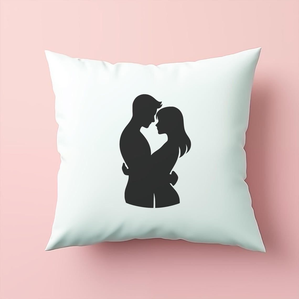 Couple Hugging SVG Romance Clipart, Black Silhouette, Cricut File ...