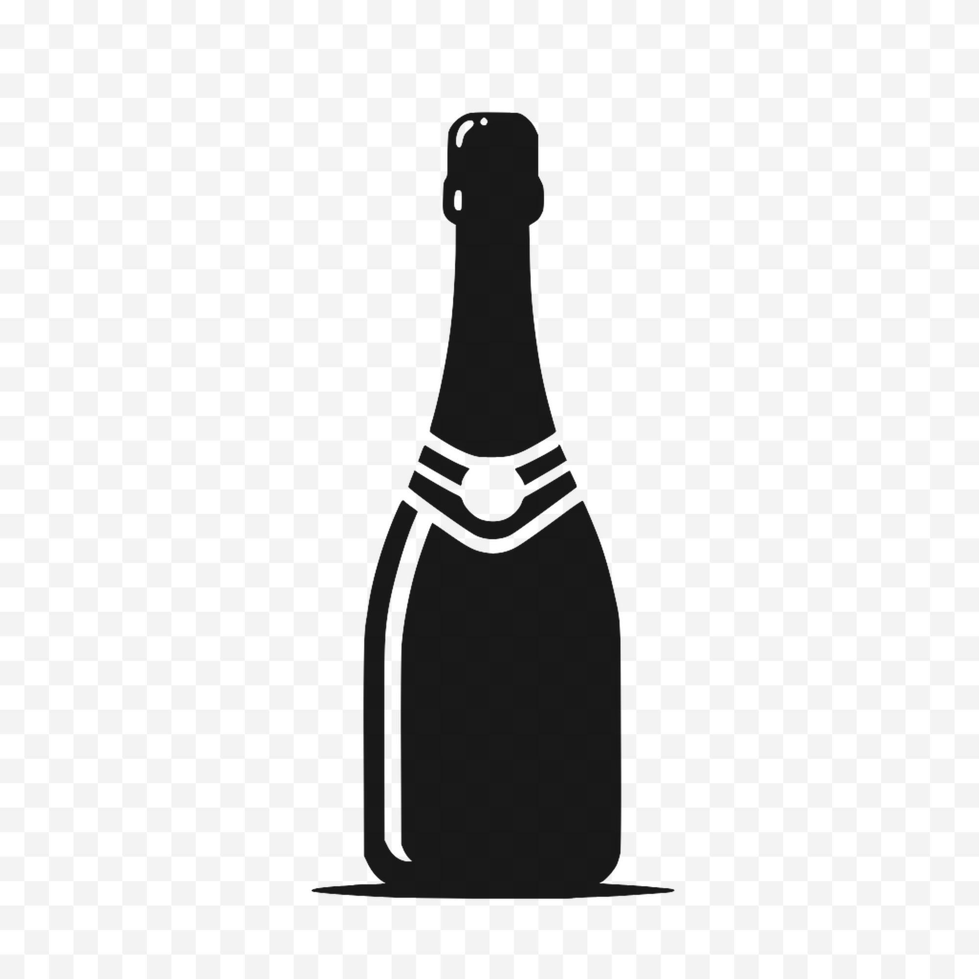 Champagne Bottle SVG Celebration Clipart, Black Silhouette, Cricut File ...