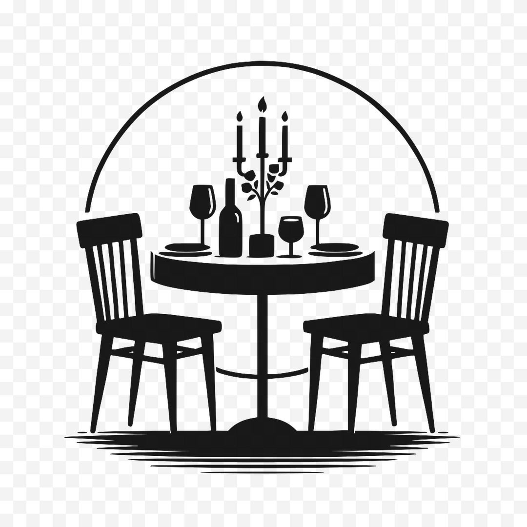 Romantic Dinner SVG - Romance Clipart, Black Silhouette, Cricut File ...