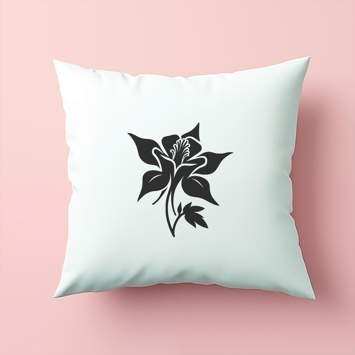 Columbine Flower SVG - Botanical Clipart, Black Silhouette, Cricut File ...