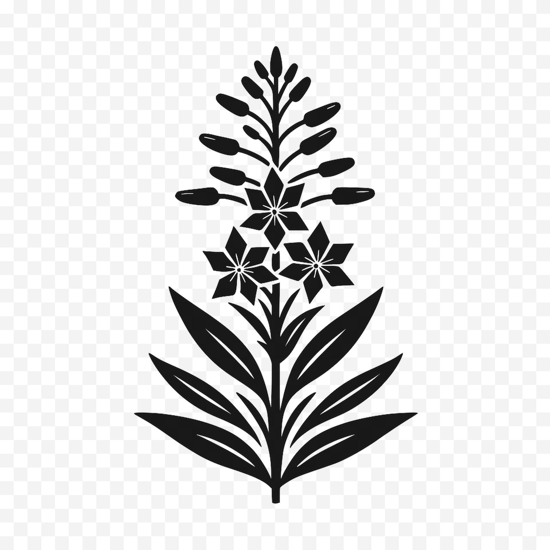 Fireweed Flower SVG Nature Clipart, Black Silhouette, Cricut File ...