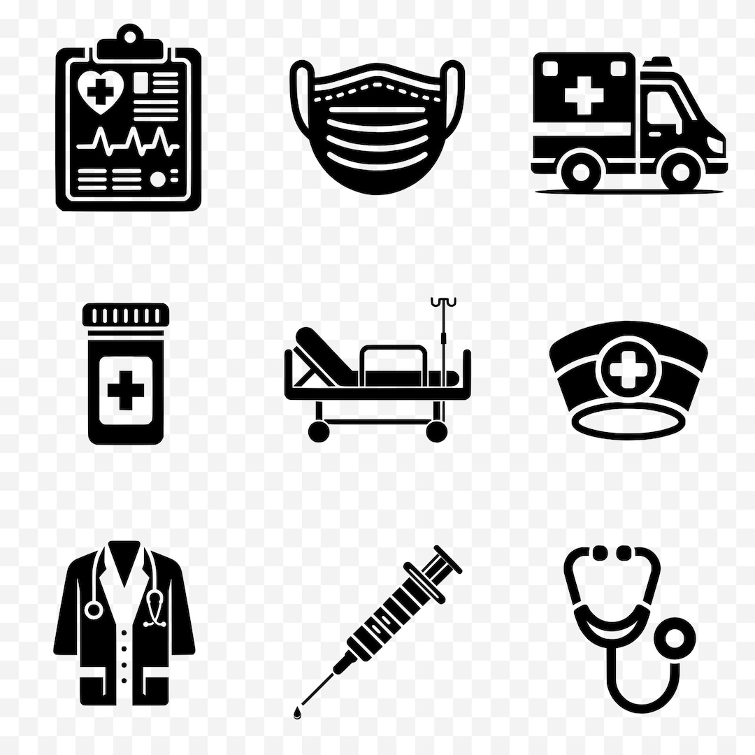 Medical SVG Bundle Clipart Collection, Black Silhouette, Cricut File ...