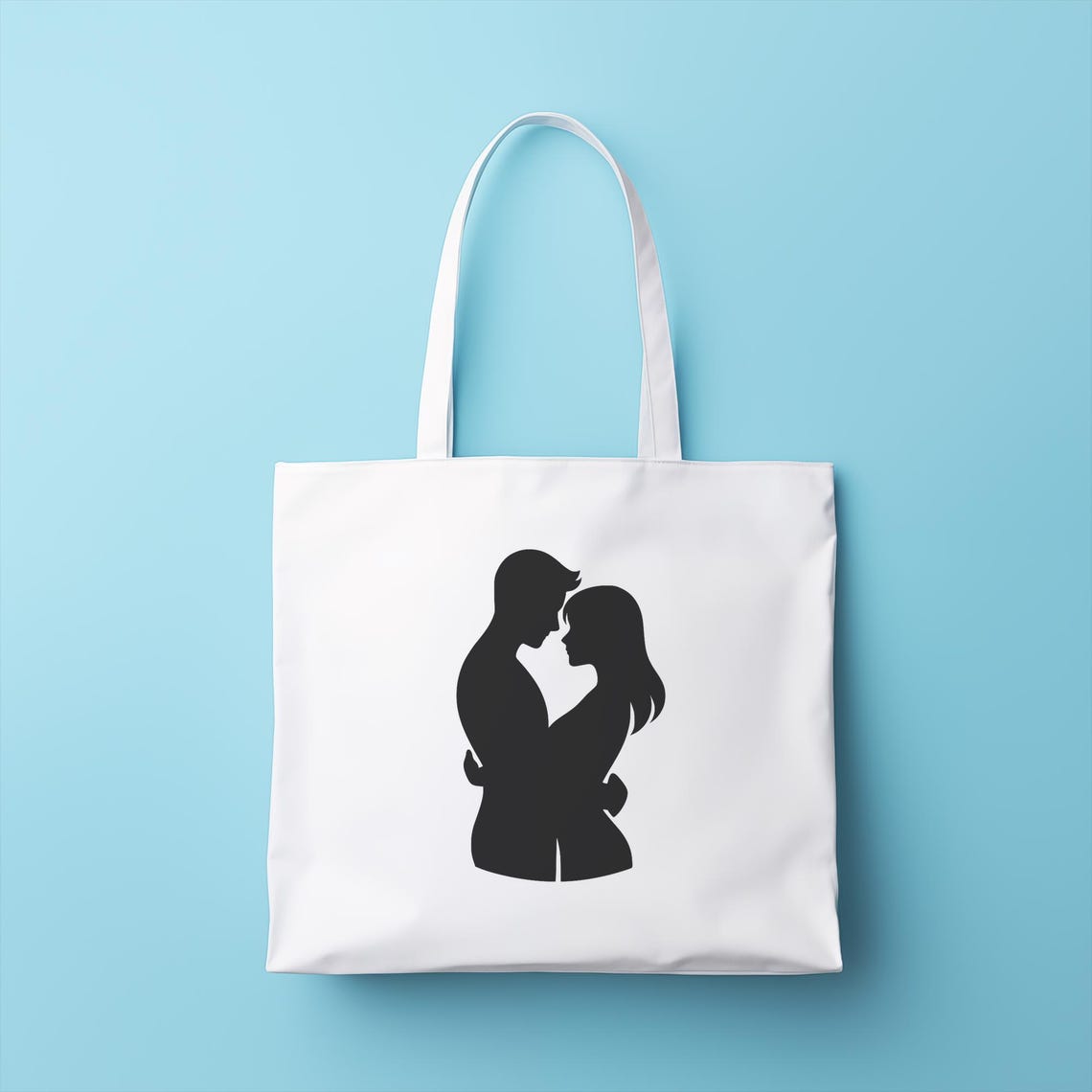 Couple Hugging SVG Romance Clipart, Black Silhouette, Cricut File ...