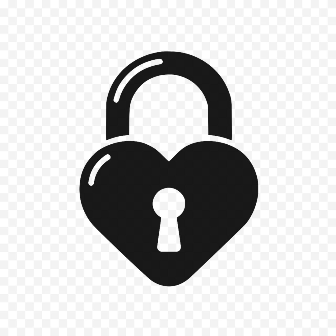 Heart Lock SVG Romance Clipart, Black Silhouette, Cricut File, Vector ...