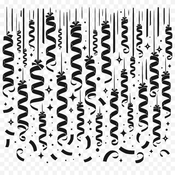 Streamers Clipart Black And White