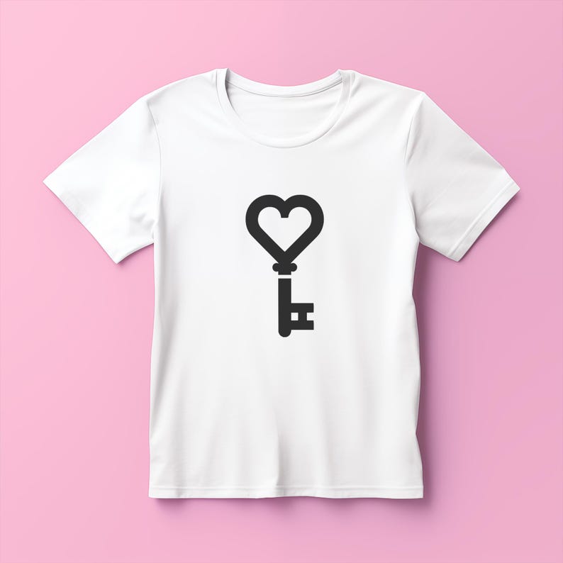 Heart Shaped Key SVG Romantic Clipart, Black Silhouette, Cricut File ...