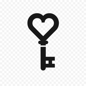 Heart Shaped Key SVG - Romantic Clipart, Black Silhouette, Cricut File ...