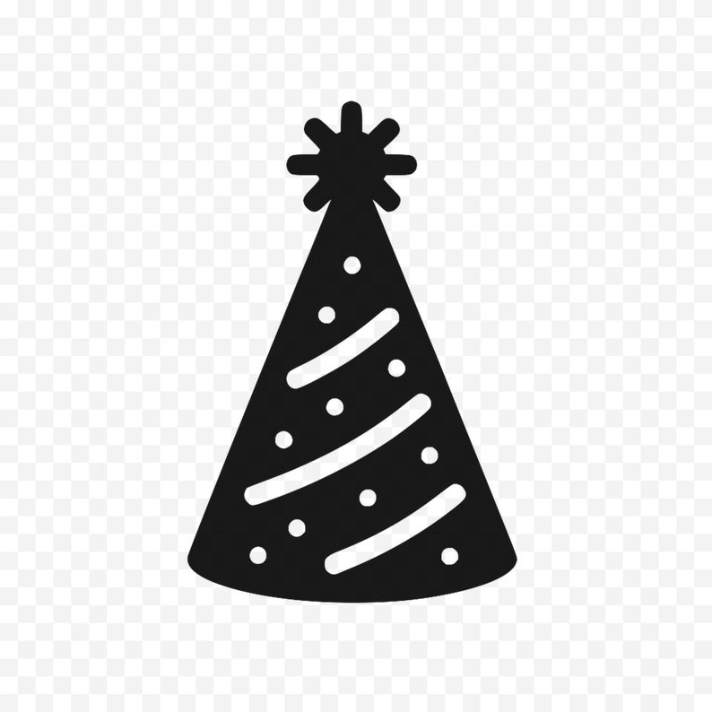 Party Hat SVG Celebration Clipart, Black Silhouette, Cricut File, Vector Illustration ...