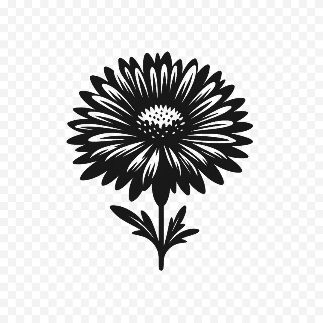Aster Flower SVG Botanical Clipart, Black Silhouette, Cricut File ...