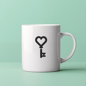 Heart Shaped Key SVG Romantic Clipart, Black Silhouette, Cricut File ...