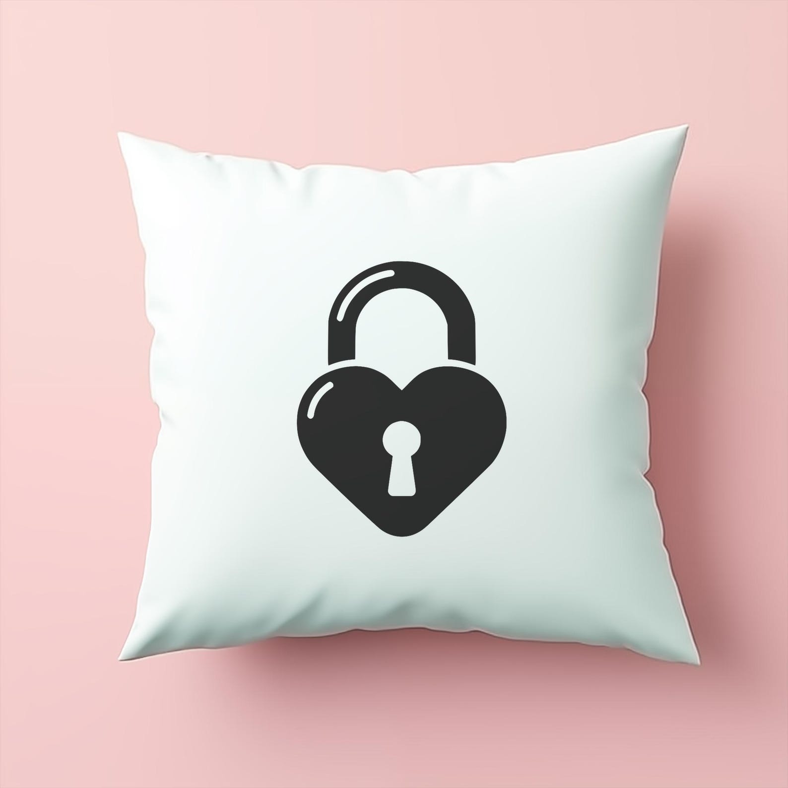 Heart Lock SVG Romance Clipart, Black Silhouette, Cricut File, Vector ...