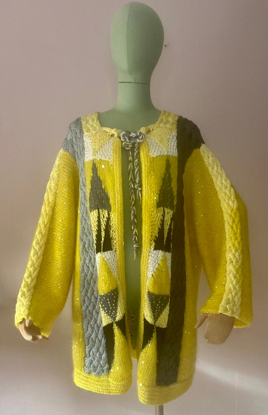 Acid Yellow Hand Knit Boho Jacket - Etsy