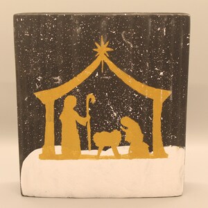 Hand Painted Wood Nativity Block - Etsy