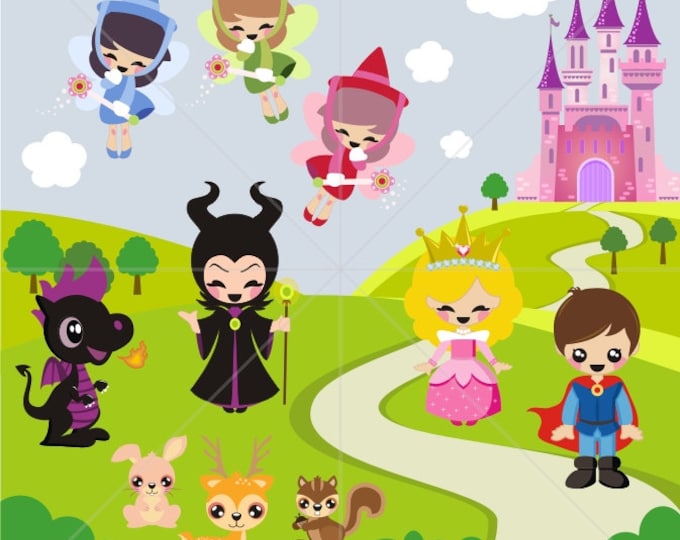 Sleeping Beauty, Cute Princess, Fairy Tale / Clip Art Set / Kit ...