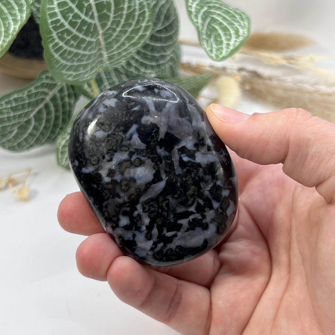 Indigo Gabro / Mystic Merlinite Palm Stone Crystals Worry Stone Pocket ...