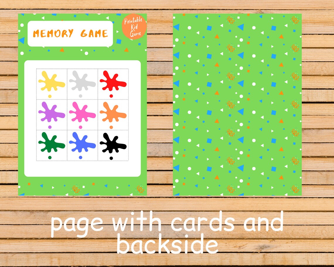 Memory Game Colors Kid Printable Activity digital | Etsy