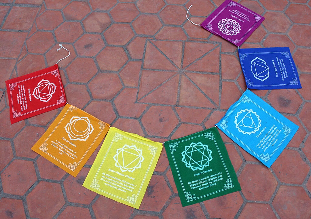 7 CHAKRA Tibetan Buddhist Prayer Flags COTTON - Etsy