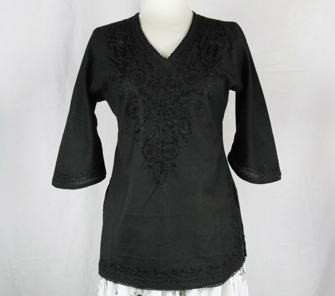 Indian Embroidered Boho Bollywood Top Tunic Shirt Kurtis Kurta Cotton ...