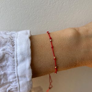Red String Bracelet. 24k Gold Vermeil Red String Bracelet . Beaded Red ...