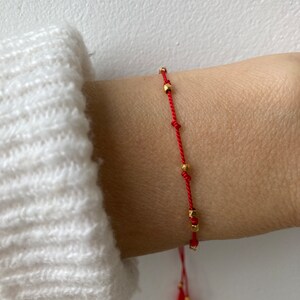 Red String Bracelet. 24k Gold Vermeil Red String Bracelet . Beaded Red ...
