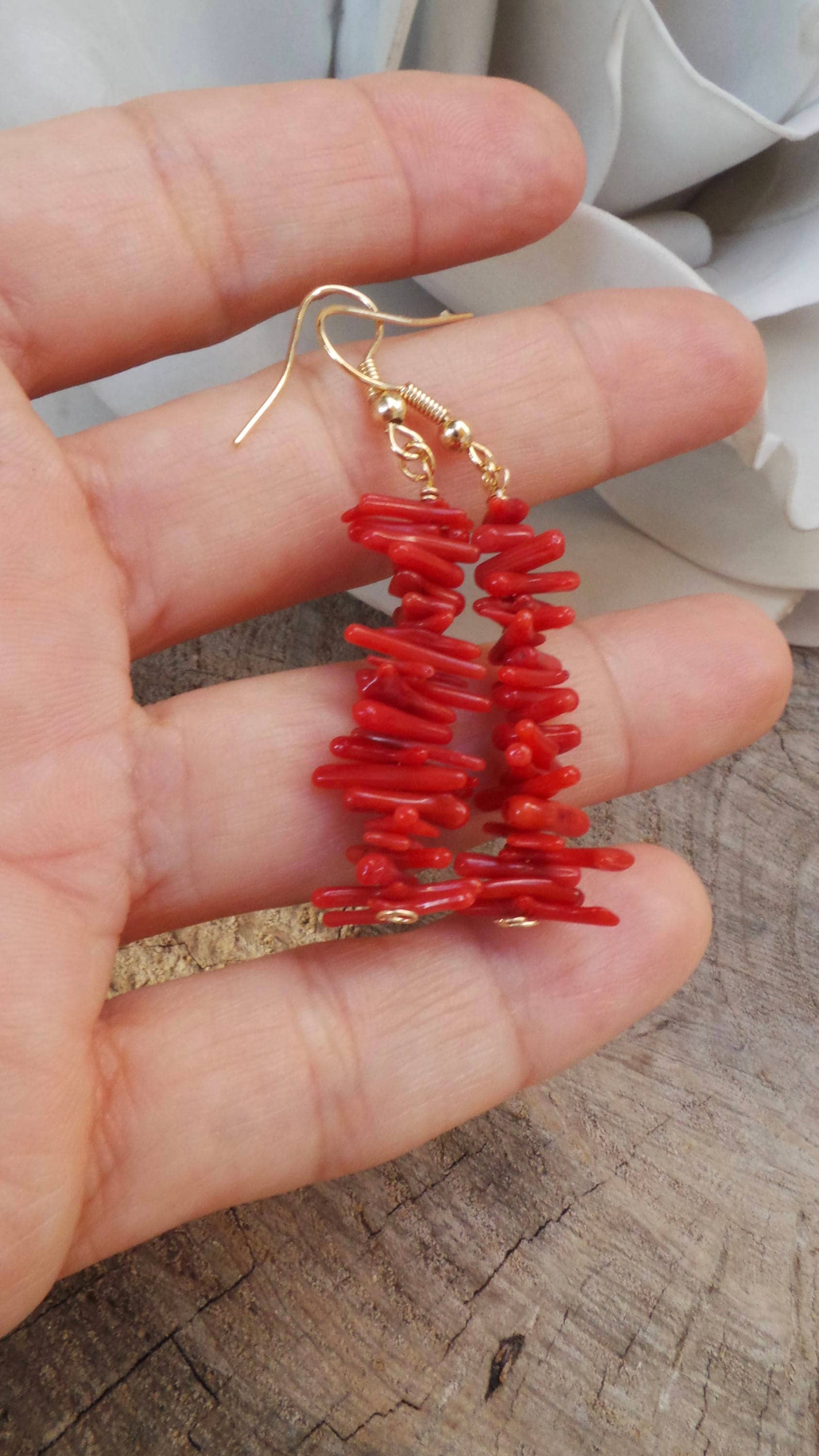 Coral earrings. Red coral earrings. Dangle earrings. Red earrings ...