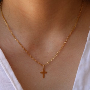 Gold Filled Cross Necklace. Tiny Gold Cross Necklace. Simple Gold Cross ...