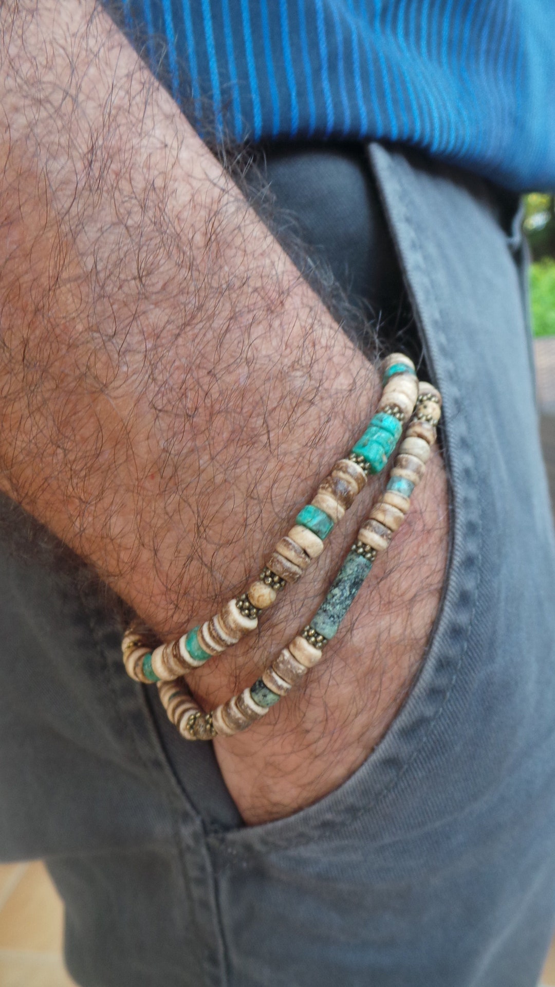 Mens Bracelet. Mens Gemstone Bracelet. African Turquoise - Etsy