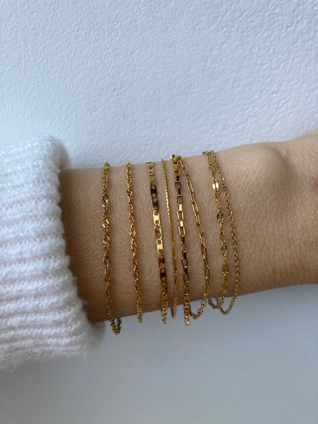 Minimalist Bracelet. Dainty Chain Bracelet. Gold, Silver Stainless ...