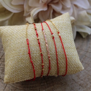Red String Bracelet. 24k Gold Vermeil Red String Bracelet . Beaded Red ...